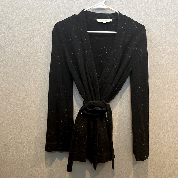 LOFT | Sweaters | Black Speckled Wrap Sweater | Poshmark